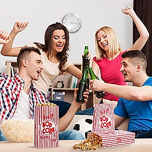 Paper Popcorn Bags 2 oz Popcorn Bags Individual Servings Red and White Striped Popcorn Bags for Popcorn Machine Movie Nights Birthday Carnival Party Supplies (200 Pcs)