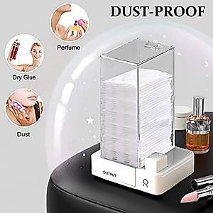 Nacai Automatic Cotton Pad Dispenser, Press Out Cotton Square Holder Vanity Cosmetic Makeup Cotton Pads Organizer
