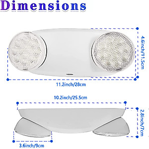 LED Emergency Light with Battery Backup, Two Adjustable Heads Commercial Emergency Light, US Standard 120-277V (UL 94V-0), Domestic Power Outage Emergency Light, Rechargeable Bulb (6-Pack)