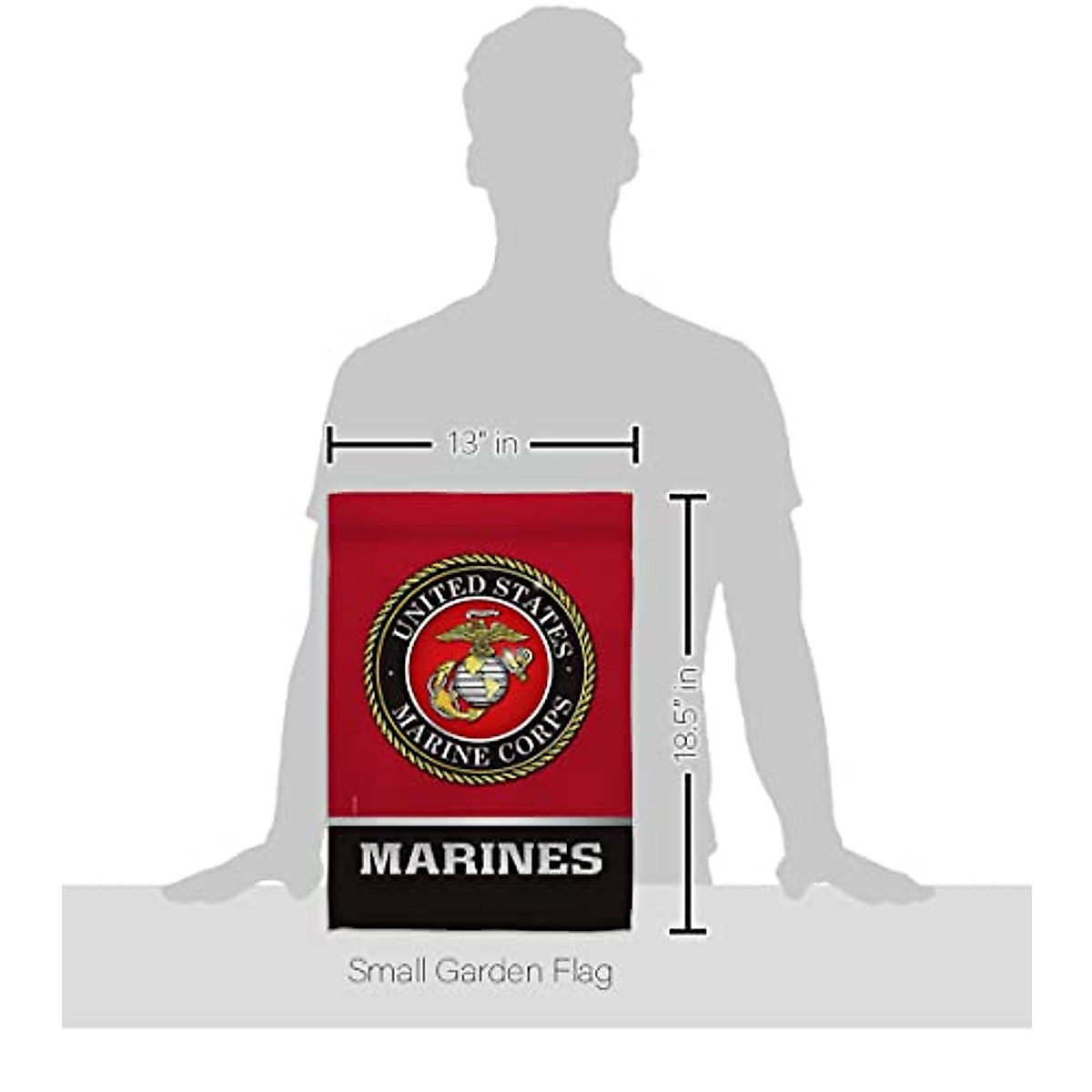 US MILITARY United State Garden Flag Set Wall Hanger Armed Forces Marine Corps USMC Semper Fi American Military Veteran Retire Official House Banner Small Yard Gift Double-Sided, Made in USA