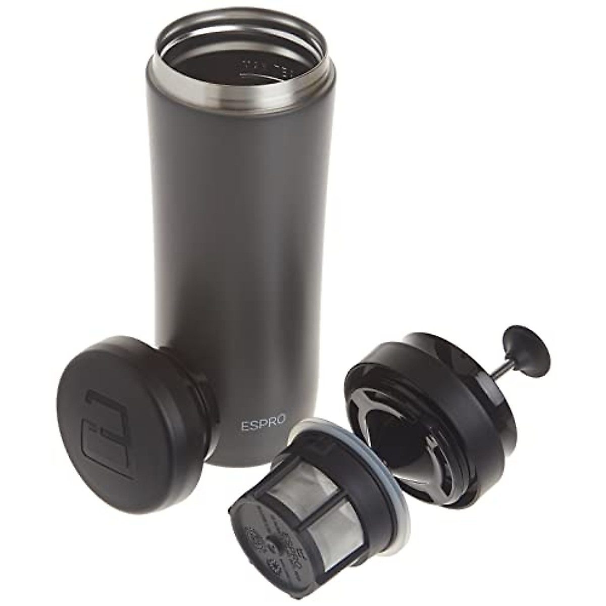 ESPRO P1 French Press Coffee Maker for Travel - Double Walled Stainless Steel Vacuum Insulated Coffee Maker and Tea Maker, Portable and Durable Coffee Press for Travel, 12 Ounce, Gun Metal Gray