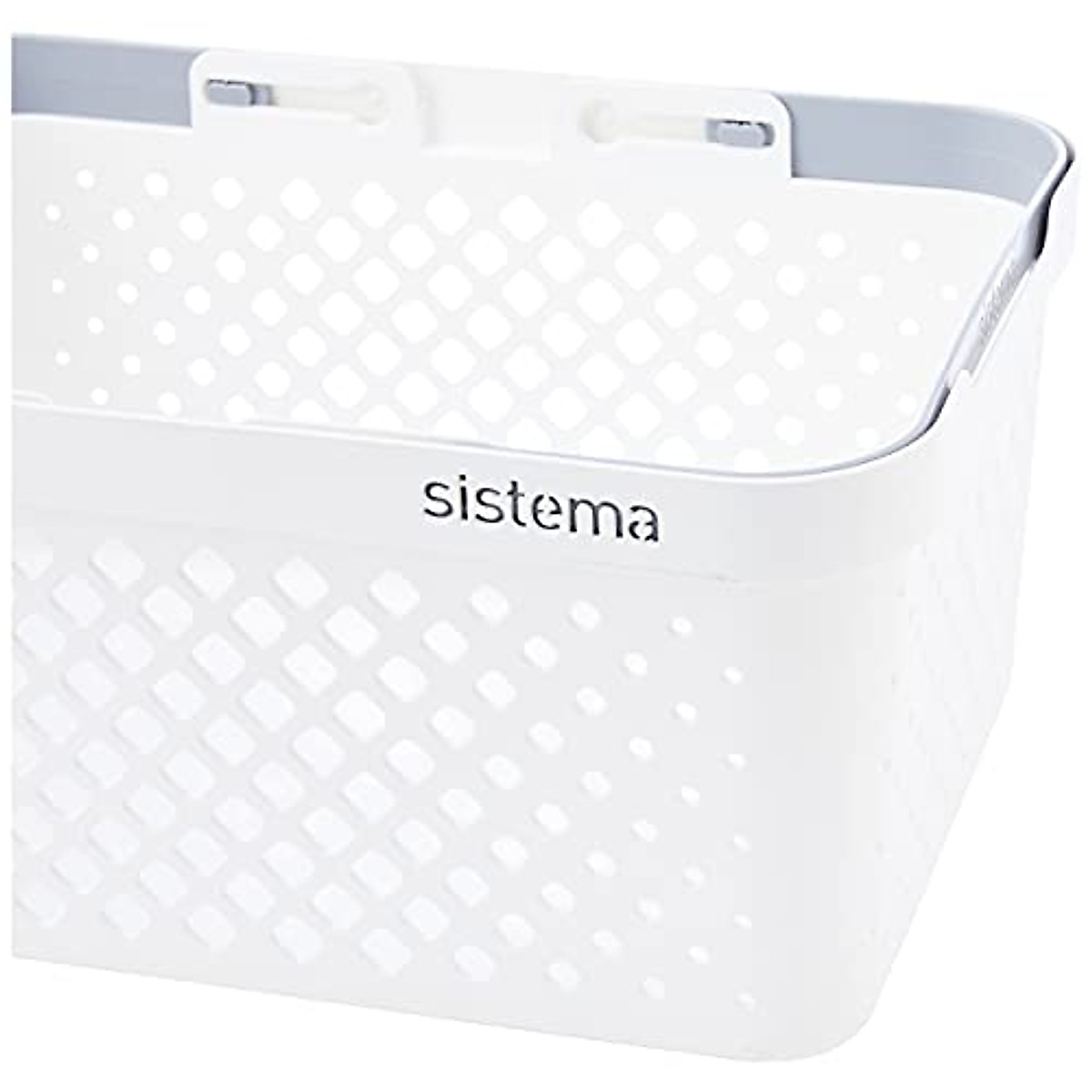 Sistema Stack 'n' Nest Basket-18.5 Litre, White/Grey, 40.8 x 28.8 x 18.9 cm