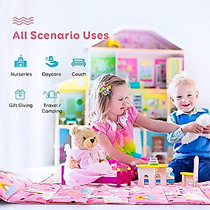 Sivio Toddler Nap Mat for Daycare, Sleeping Bag for Kids with Detachable Pillow, Weighted Blanket 3lbs for Kids Napping, Cotton Soft for Preschool Kindergarten, 50 x 20 Inches,Pink Unicorn