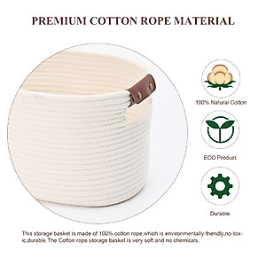 ECDYQXVU 1 Pack Cotton Rope Storage Baskets,15x10x9in,Collapsible Storage Bins, Decorative Woven Basket Cube Storage Organizer for Nursery, Laundry, Towel, Clothes, Cosmetics, Books(White)