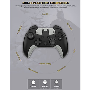 arVin Bluetooth Controller for iPhone/iPad/iOS/Android/Tablet/Switch Controller, Wireless Gaming Gamepad for iPhone14/13/12/11, Samsung Galaxy S22/S21/S20 Ultra with Phone Holder, Back Button, Turbo