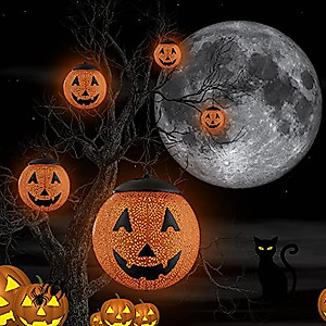 Halloween Pumpkin Hanging Solar Lights - 𝟮𝟬𝟮𝟯 𝗡𝗲𝘄𝗲𝘀𝘁 Halloween Decoration Outdoor, Waterproof Halloween Spooky Hanging Lights for Outdoor, Tree Decor, Garden or Yard, Outside Entryway, Porch
