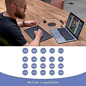 VEIKK VK1060PRO 10 x 6 Inch Large Drawing Tablet with 2 Scroll Wheels, 6 Express Keys,P05 Battery-Free Stylus of 8192 Levels Pressure, Graphics Tablet for Android Win Mac Chrome OS