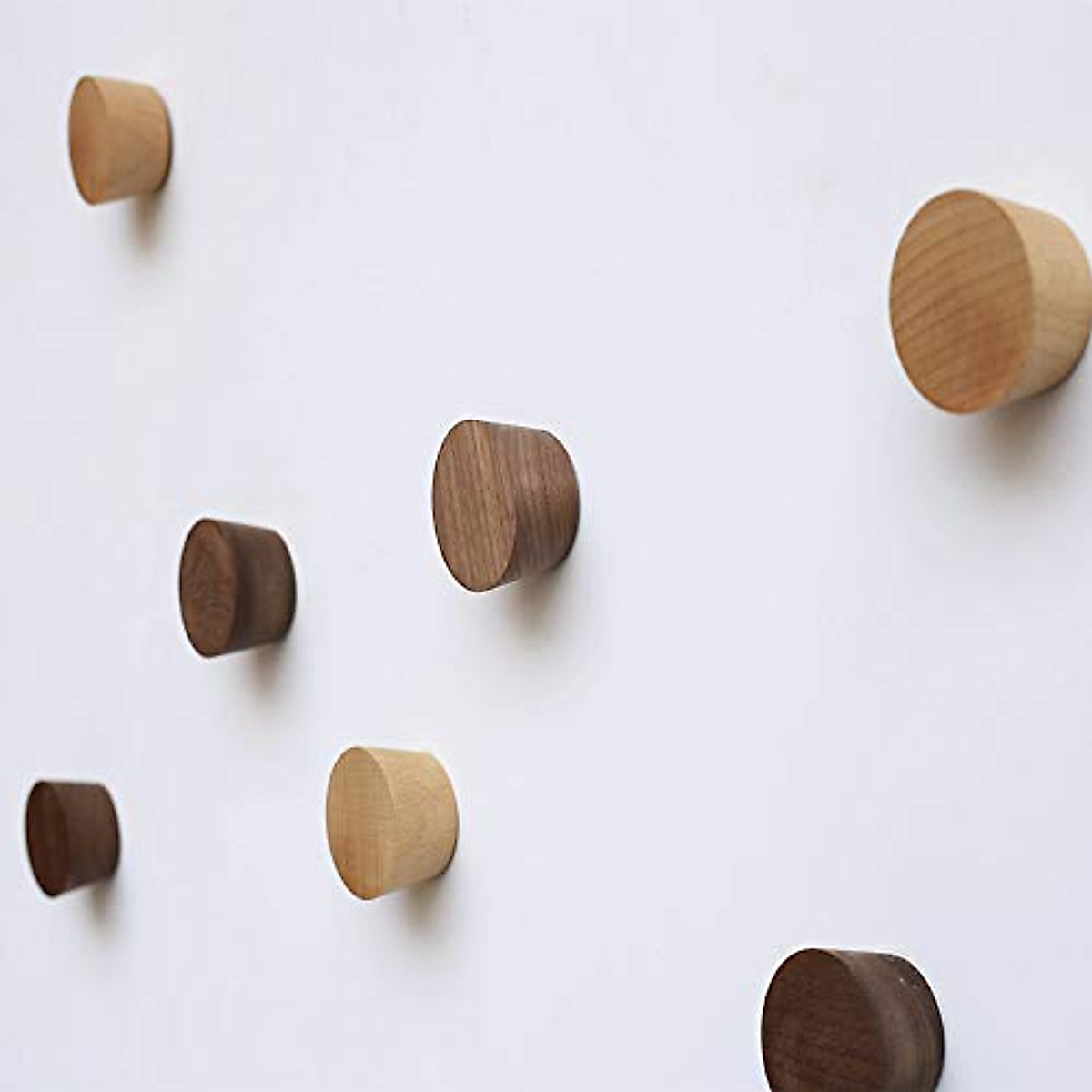 3 Piece Natural 3 PCS, Natural Wooden Coat Hooks, Wall Mount Single Hat Bag Hooks, Decorative Cone Hooks (Black walunt)