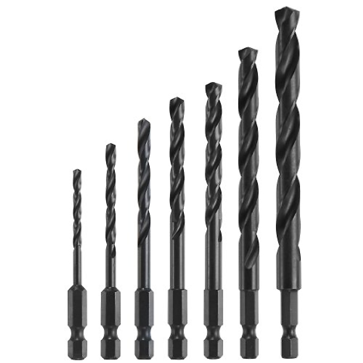 BOSCH IMD5007 7-Piece Hex Shank Impact Tough Drill Bit Set, Black Oxide