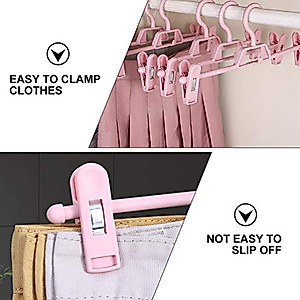 YARNOW Pants Hangers, 10PCS Adjustable Clothes Hangers, Adjustable Clips Pants Hanger, Slack, Trouser, Jeans, Towels for Newborn, Adults Clothes, Pink