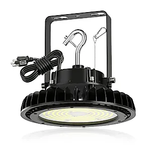 Adiding UFO LED High Bay Light 100W 170lm/W Bright 100-277V 0-10v Dimmable UL DLC Listed 17000Lm Gym Ceiling Light with 6.56ft Cable US Plug,Hanging Hook,U-Shaped Bracket for Barn Warehouse Workshop