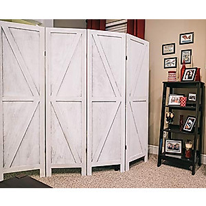 Premium Home Room Divider: Room dividers and Folding Privacy Screens, Privacy Screen, Partition Wall dividers for Rooms, Room Separator, Temporary Wall, Folding Screen, Rustic Barnwood (White)