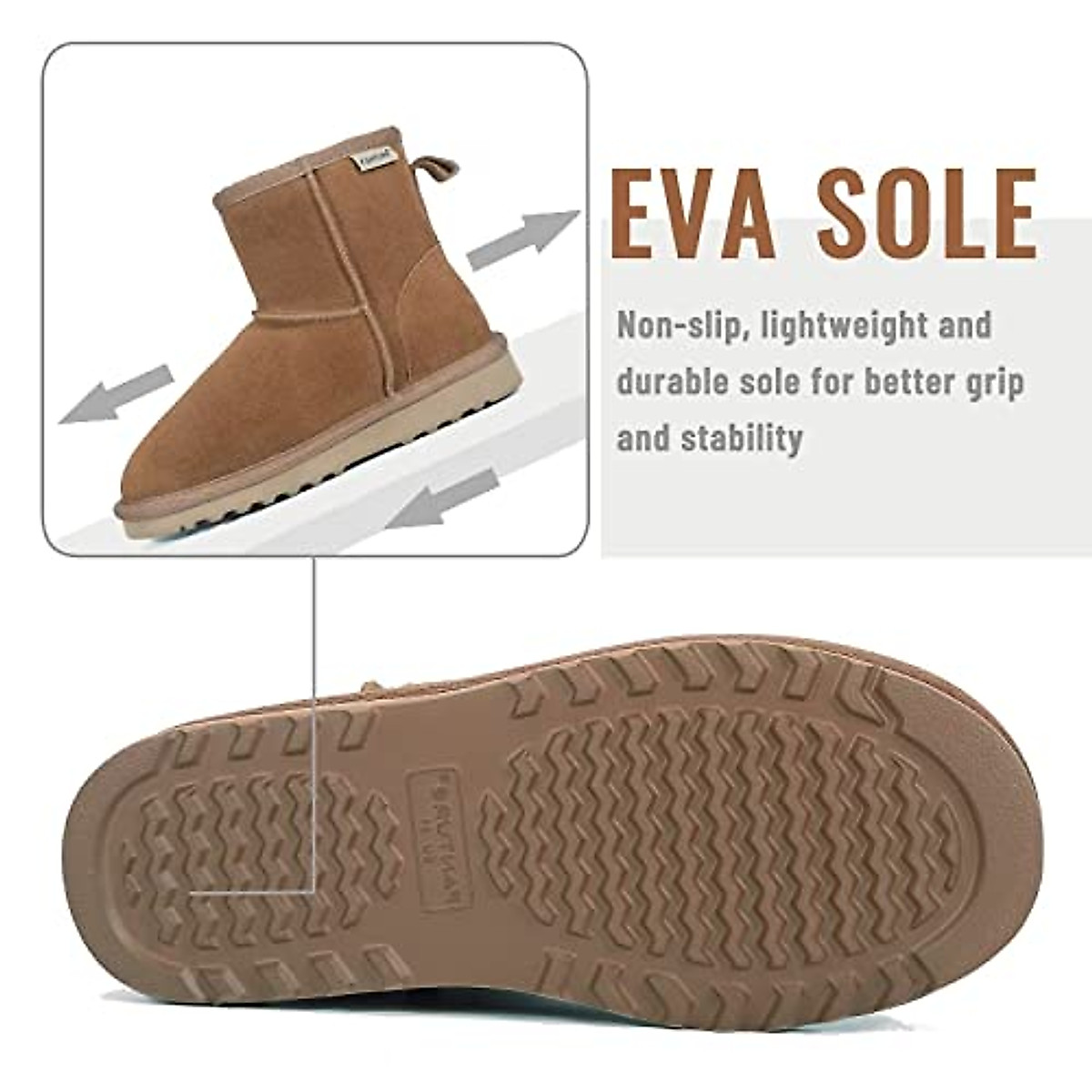 FANTURE Kids Snow Boots Boys Girls Winter Boots Cow Suede Warm Faux Fur Lined Durable Shoes(Little Kid/Big Kid) U422TX902.SA-Chestnut-34