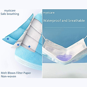 mystcare Disposable Face Mask 50 Pack Individually Packaged Wrapped Protection For Adults 3-layer Filter Safety Face Masks