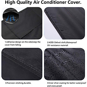 Aozzy Central Air Conditioner Covers for Outside Units Heavy Duty Ac Cover for Outdoor Unit Square Winter Withstand The Rain and Snow, Or Nuts Fit Up to 24x24x30 inchs