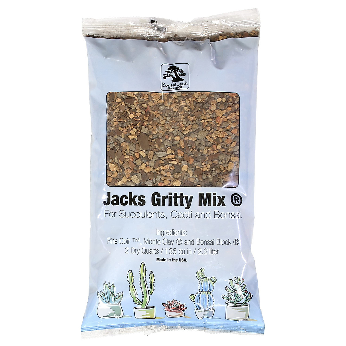 Bonsai Succulent and Cactus Soil - Jacks Gritty Mix #111 - Fast Draining – Fights Root Rot – Optimized pH (1/2 Gallon / 2 Dry Quarts)