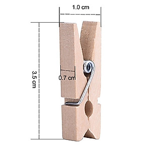 BronaGrand 50pcs Mini Wooden Utility Paper Clip, Clothespins Clip, Clothes Line Clips with 300 Feet Natural Twine