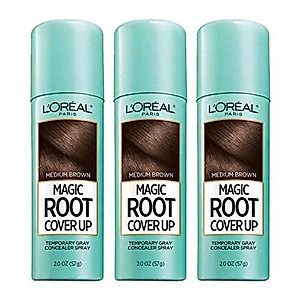 L'Oreal Paris Magic Root Cover Up Gray Concealer Spray Medium Brown 6 oz (3 pack)