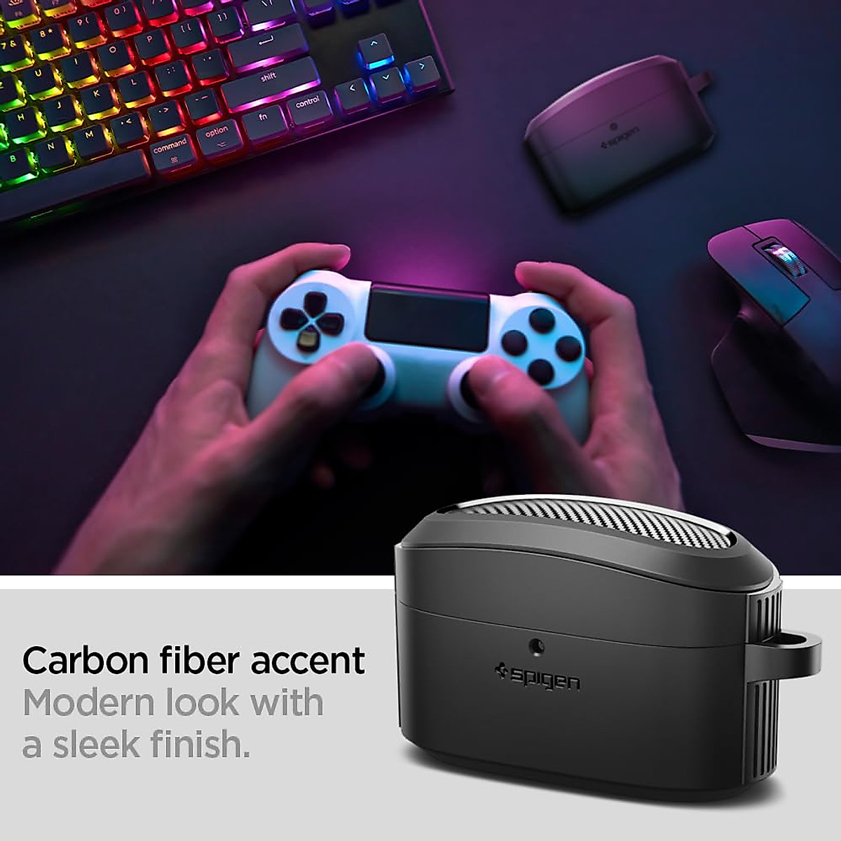 Spigen Rugged Armor Designed for Sony WF-1000XM5 Case Cover (2023) Durable Protection - Matte Black