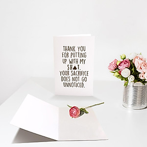 Funny Thank You Card for Him Her, Appreciation Card for Mom Dad Colleague, Anniversary Card for Husband Wife, Thank You for Putting Up With My Shit