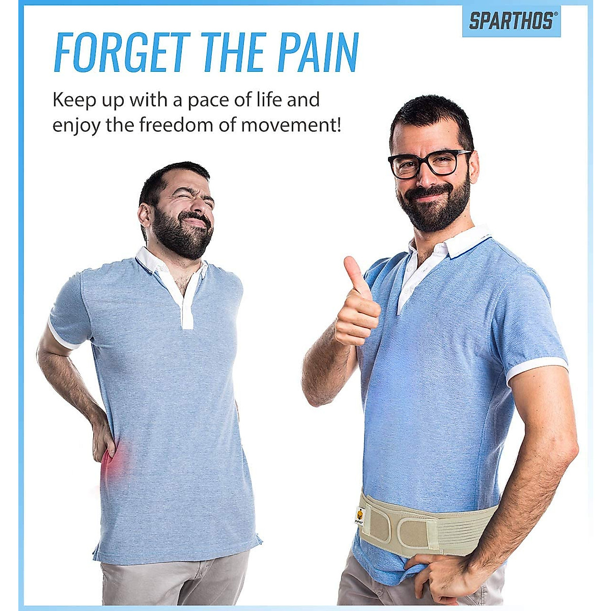 Sparthos Sacroiliac Si Hip Belt [Size Regular - Beige] Ice Packs for Injuries [Size Large + Cover]