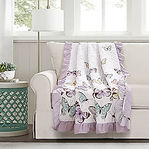 Lush Decor Flutter Butterfly Throw Blanket, 60" x 50", Lilac