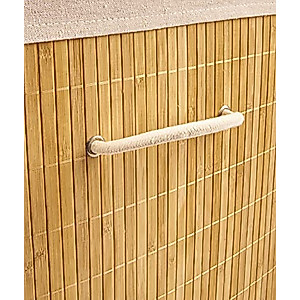 Welcome Industrial Bamboo Clothes Hamper - Clothing Basket with Carrying Handles - Corner
