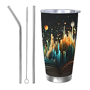 AYCZN Book 20 OZ Tumbler Stainless Steel Travel Coffee Mug, Education Learning Insulated Water Bottle with Lid and Straws Leakproof Thermal Cup