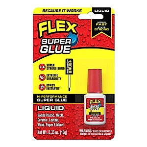 Flex Super Glue Liquid, Clear, 10 Gram Brush-On Bottle, (Pack of 1)