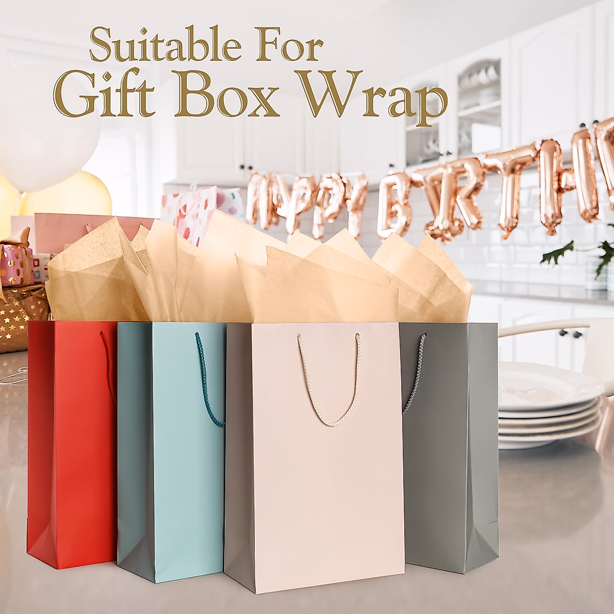 1500 Sheets Gift Bags Tissue Paper 12 x 8.4 inches Tissue Paper Bulk Art Craft Wrapping Tissue Paper for Decorative DIY Paper Flowers Birthday Happy Year Gift Wrap (Brown)