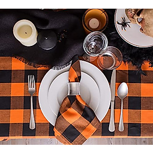 DII Buffalo Check Collection, Classic Farmhouse Tabletop Set, Napkin Set, 20x20, Orange & Black, 6 Piece
