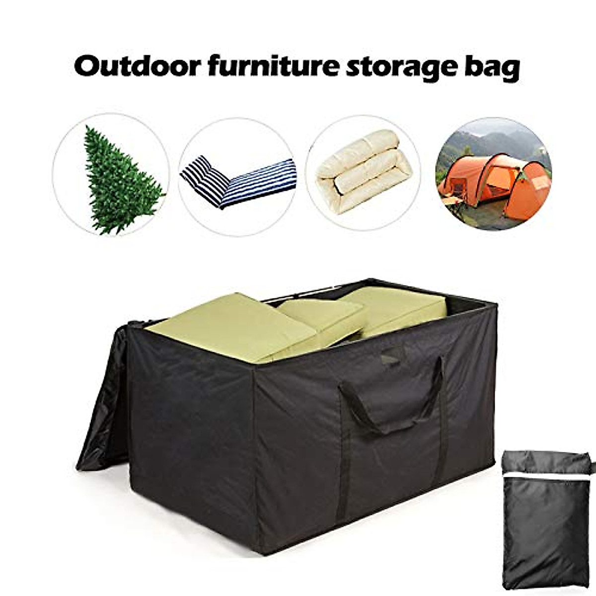 Apstour Garden Patio Cushion Cover Storage Bag, Furniture Storage Bag, Waterproof Outdoor Furniture Seat Protector Christmas Tree Storage Bag Lightweight Home Multi-Function Organizer (M, Black)
