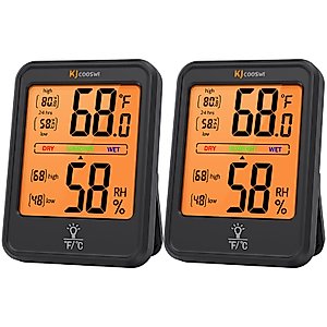 3.8 Inch Indoor Thermometer for Home, Temperature and Humidity Monitor, Room Thermometer Hygrometer with Magnetic, Temperature Humidity Gauge Comfort Indicator for Home Office Greenhouse-2PACK