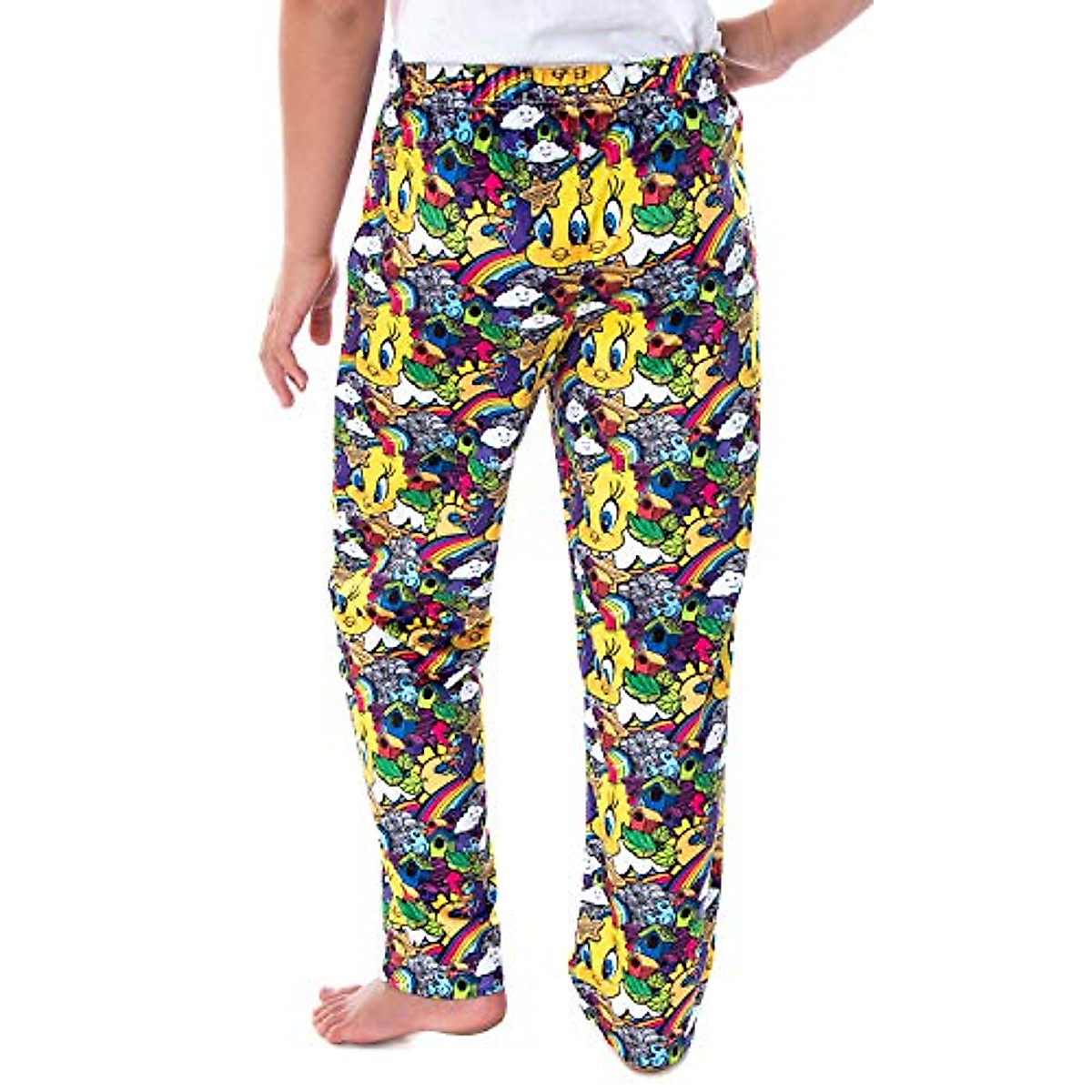 Looney Tunes Girls Tweety Bird Vivid Color Pattern Velvety Soft Sleep Lounge Pajama Pants (MD, 7/8) Multi