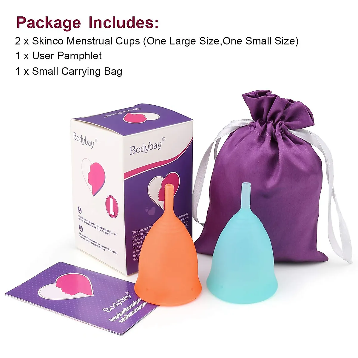 Bodybay Menstrual Cup, Set of 2 Periods Kit with FDA Registered，Best Feminine Alternative Protection to Tampons and Cloth Sanitary Napkins