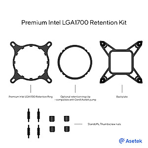 Premium Intel LGA1700 Retention Kit for Asetek-Based Liquid Coolers – Kit with Premium Finish Plus Easy Installation