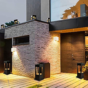 XAJGW Outdoor Post Light Fixture, LED Column Head Lamp IP55 Waterproof Outdoor Column Lamp Modern Minimalist Post Lamp Lawn Garden Landscape Lamp Garden Villa Outdoor Chinese Floor Lamp Pillar Lantern