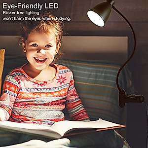 BOHON Desk Lamp 3 Color Modes 10 Brightness Dimmer Reading Light 10W 38 LED Clamp Lamp with Auto Off Timer 360° Flexible Gooseneck Clip on Light for Bed Bedside, AC Adapter Include