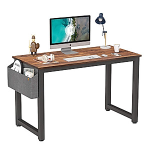 Cubiker Computer Desk 47" Sturdy Office Desk Modern Simple Style Table for Home Office, Notebook Writing Desk with Extra Strong Legs, Dark Rustic