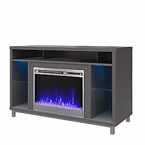 Ameriwood Home Lumina Fireplace TV Stand for TVs up to 48", Graphite Gray