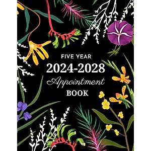 5 year appointment calendar 2024-2028: 60 Months 5 Year Calendar Book Schedule Organizer From January 2024 to December 2028 with Federal Holidays & family Birthdays, contact list-Floral Cover