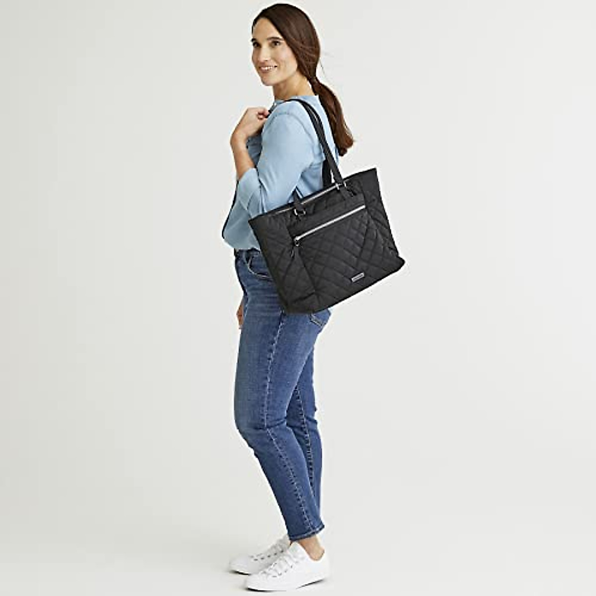 Vera Bradley Women's Performance Twill Work Tote Bag, Navy Garden, One Size