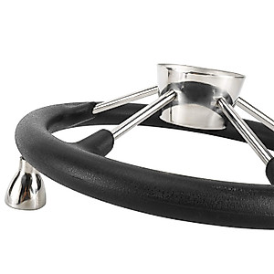 NovelBee 13-1/2 Inch Stainless Steel 5 Spoke Boat Marine Destroyer Steering Wheel with Black PU Foam and Knob