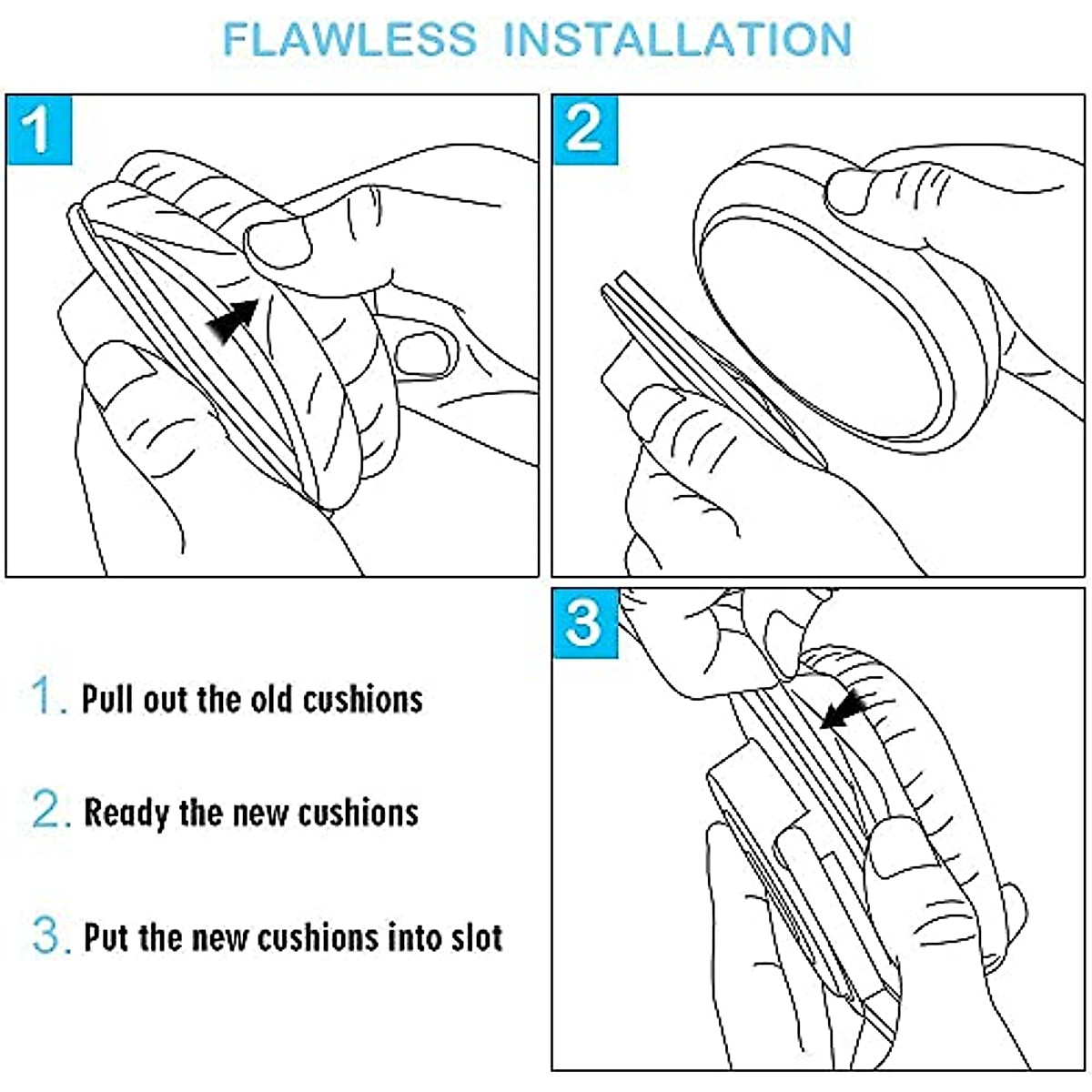 OE2 Replacement Ear pad Cushions Earpads Kit Compatible with Bose OE2 OE2i Soundtrue SoundLink On-Ear Headset Over-Ear Headphones (Black)