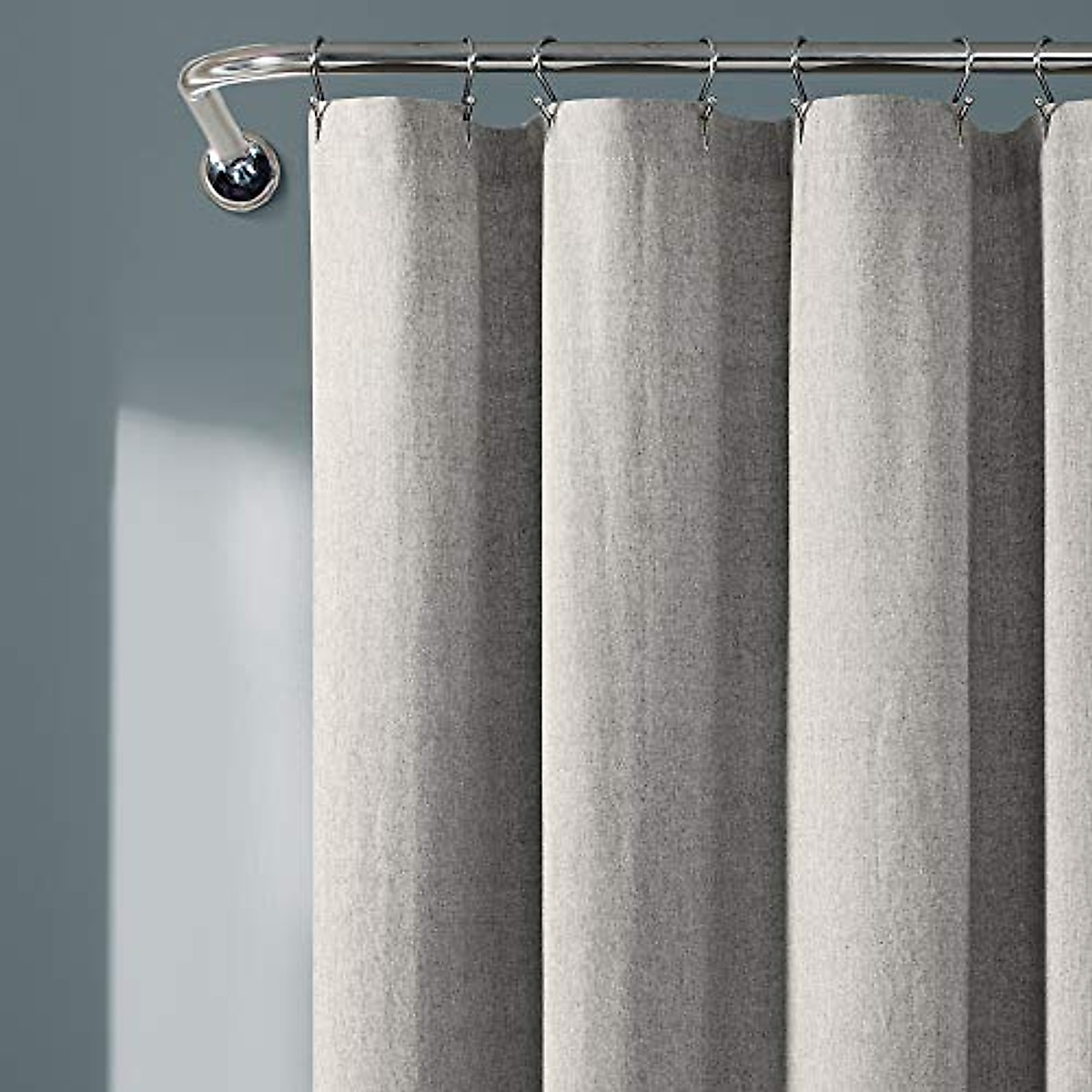 Lush Decor, Gray Nantucket Yarn Dyed Cotton Tassel Fringe Shower Curtain, 72" x 72"