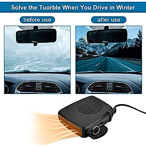 Car Heater 12V - Fast Heating Defrost Defogger with Ergonomic Handle, 2 in1 Fast Heating & Cooling Fan, Outlet Plug in Cigarette Lighte, Automobile Windscreen Fan for All Cars Portable