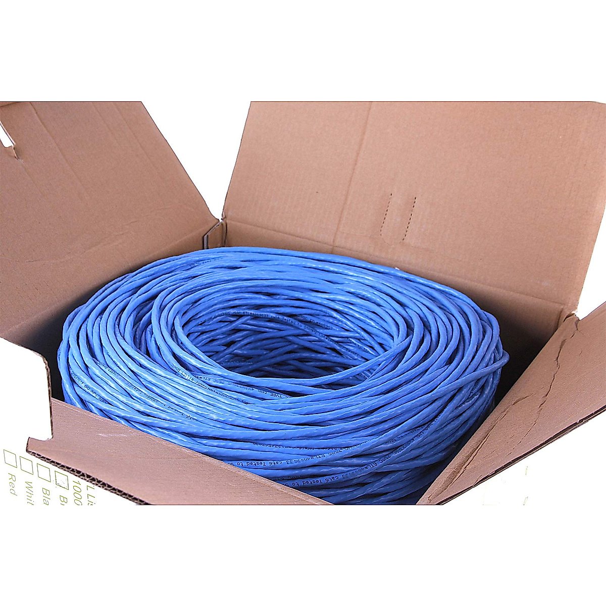 FiveStarCable Cat5e 1000 Ft. Ethernet 24AWG 4 Twisted Pair UTP Internet Network Router LAN IP Camera System Bulk Cable Wire Pull Box - Blue Color