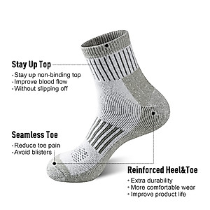 ECOEY Men's Merino Wool Cushioned Hiking Trekking Socks 4 Pairs, Quarter Length with Moisture Wicking (Smoke Green, US Shoe Size: Men 8-11.5/Women 9-13.5)