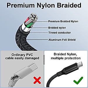 Deegotech 100W USB C Cable, [2-Pack 10ft] Nylon Braided MacBook Charger Cable, Long Type C to Type C Cable Compatible with MacBook Pro/MacBook Air/iPad Pro, for Galaxy S22/21/20, Black