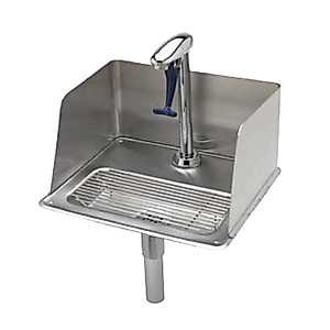 T&S Brass B-1235 Water Station Pedestal Glass Filler Drip Pan Glass Filler with Splash Guard